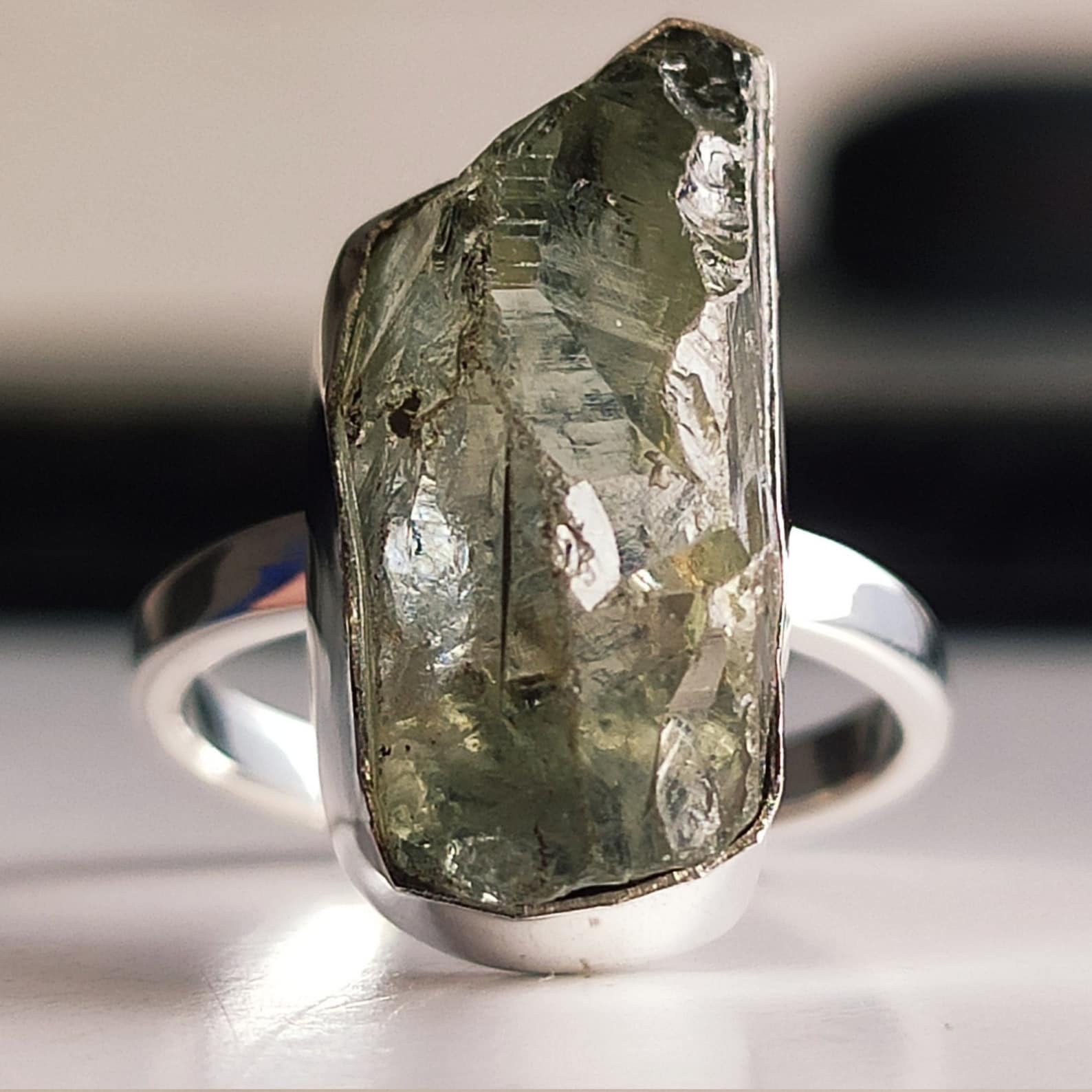 Raw Green Amethyst Ring Silver Natural Artisan Jewelry Raw - Etsy