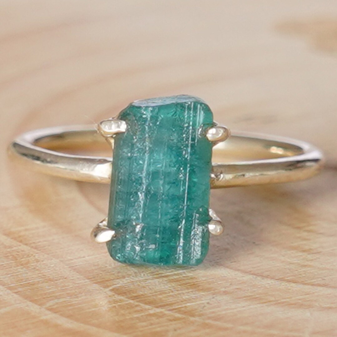 Raw Blue Tourmaline Ring Paraiba Blue Tourmaline Ring - Etsy