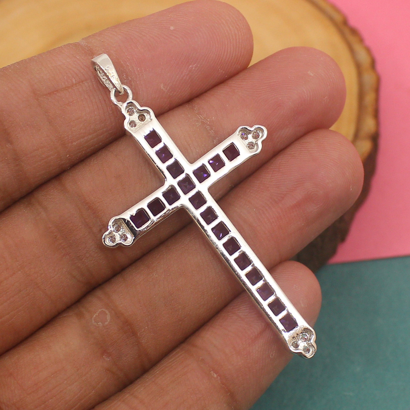Amethyst Cross Necklace Pendant Amethyst Christian Pendant - Etsy