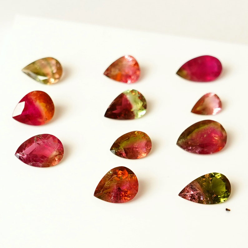 Watermelon Bi Tourmaline Pear Faceted, Tourmaline Loose Gemstone, Fine ...