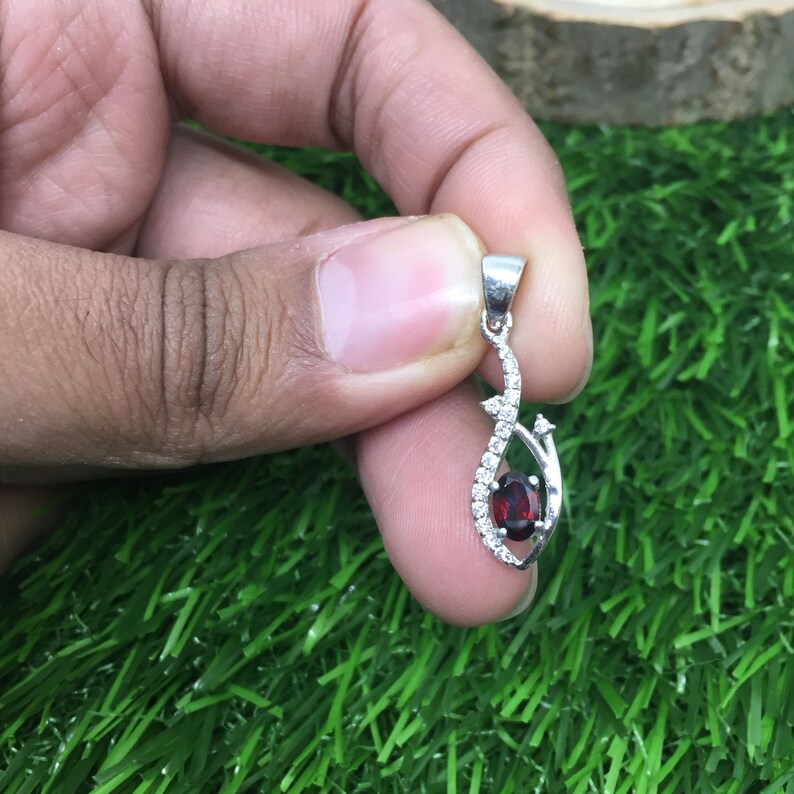 Garnet Fish Necklace Pendant Garnet Silver Jewelry Garnet | Etsy