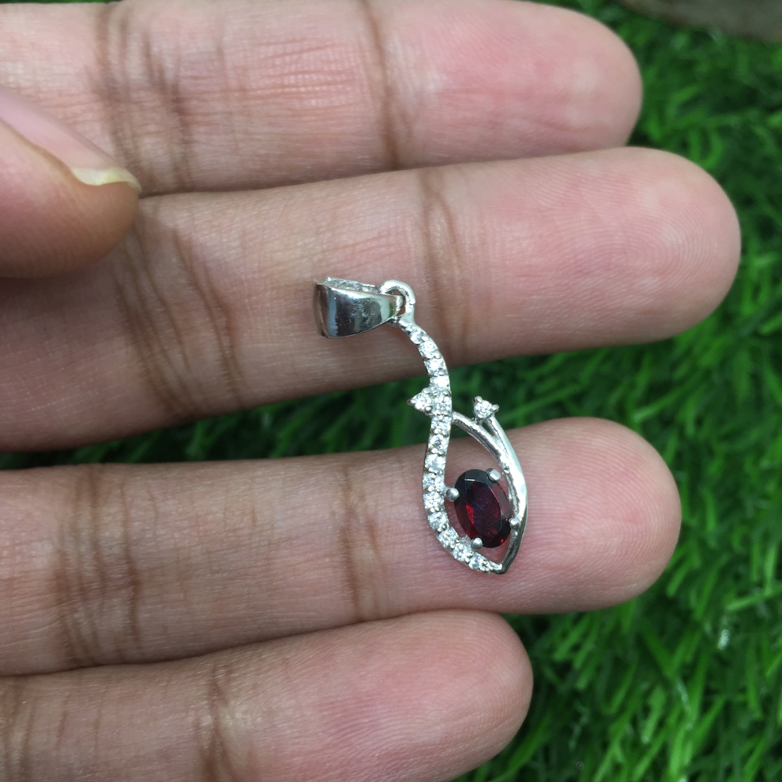 Garnet Fish Necklace Pendant Garnet Silver Jewelry Garnet | Etsy