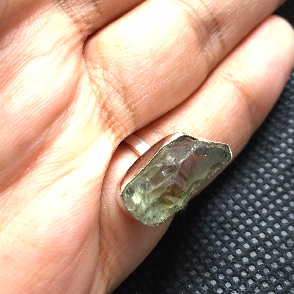 Raw Green Amethyst Ring Silver Natural Artisan Jewelry Raw | Etsy