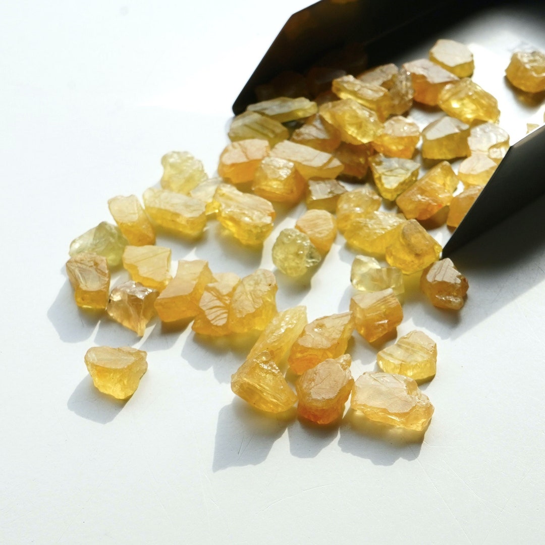 Raw Natural Yellow Sapphire, Genuine Sapphire Crystal Nuggets ...