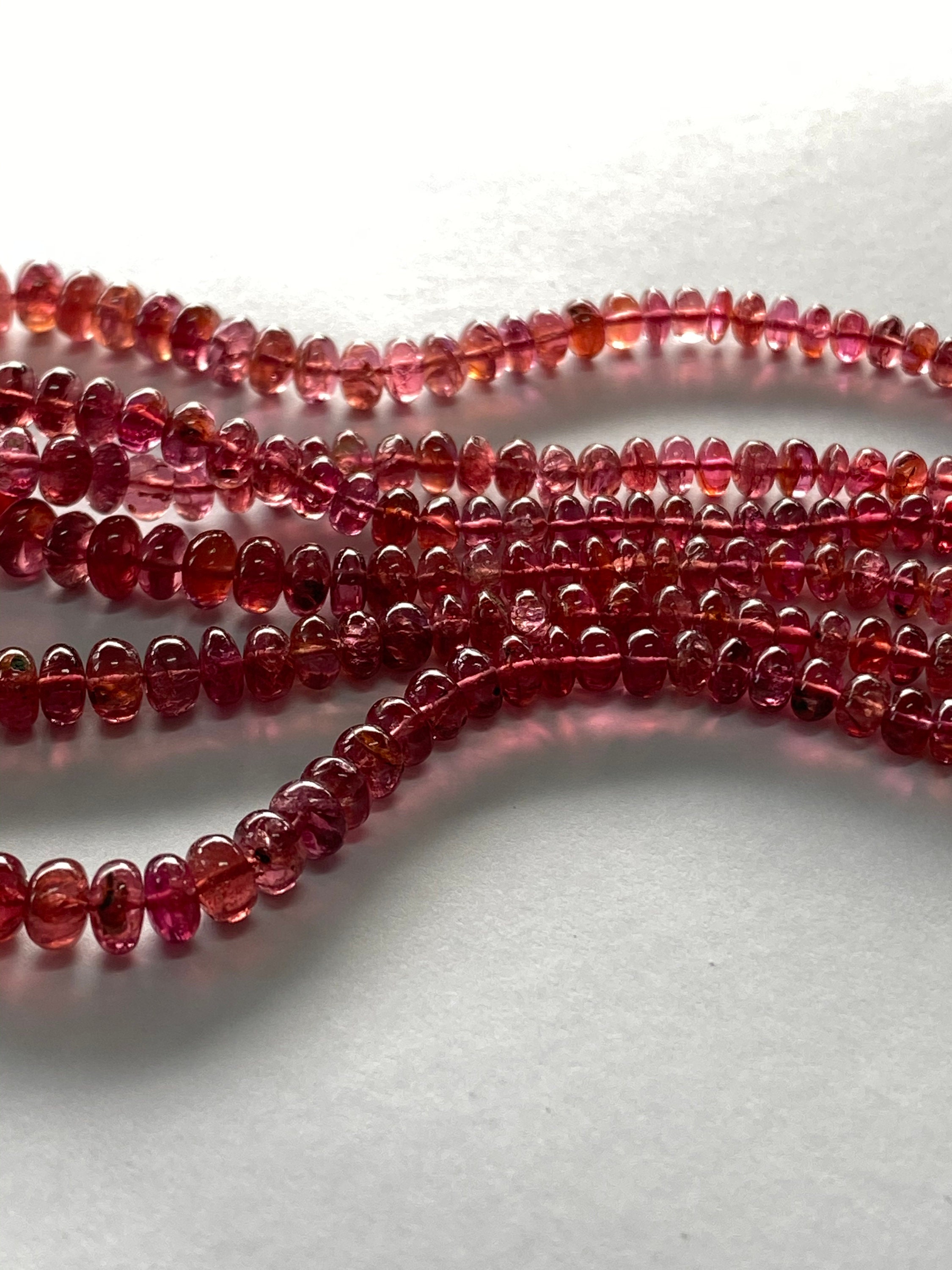 2-7.5mm Orange Red Spinel Smooth Rondelle Necklace Handmade - Etsy