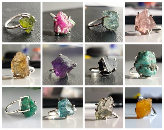 Raw Crystal Rings Natural Stone Jewelry Gifts for Her Raw - Etsy