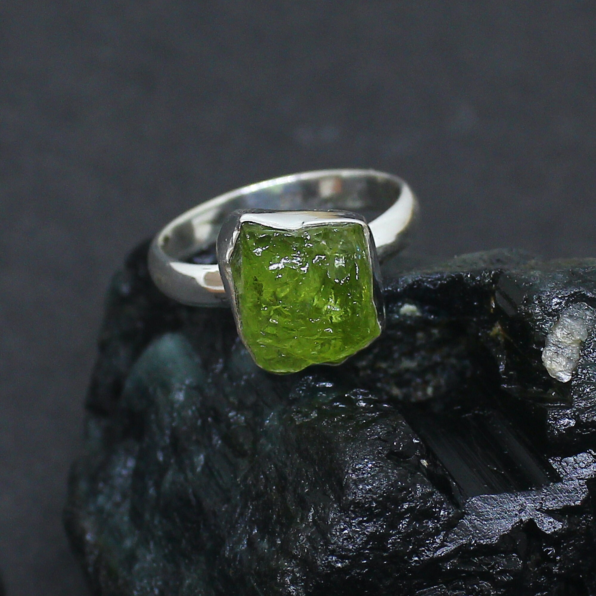 Raw Peridot Ring, August Birthstone Ring, Boho Septum Ring, Antique ...