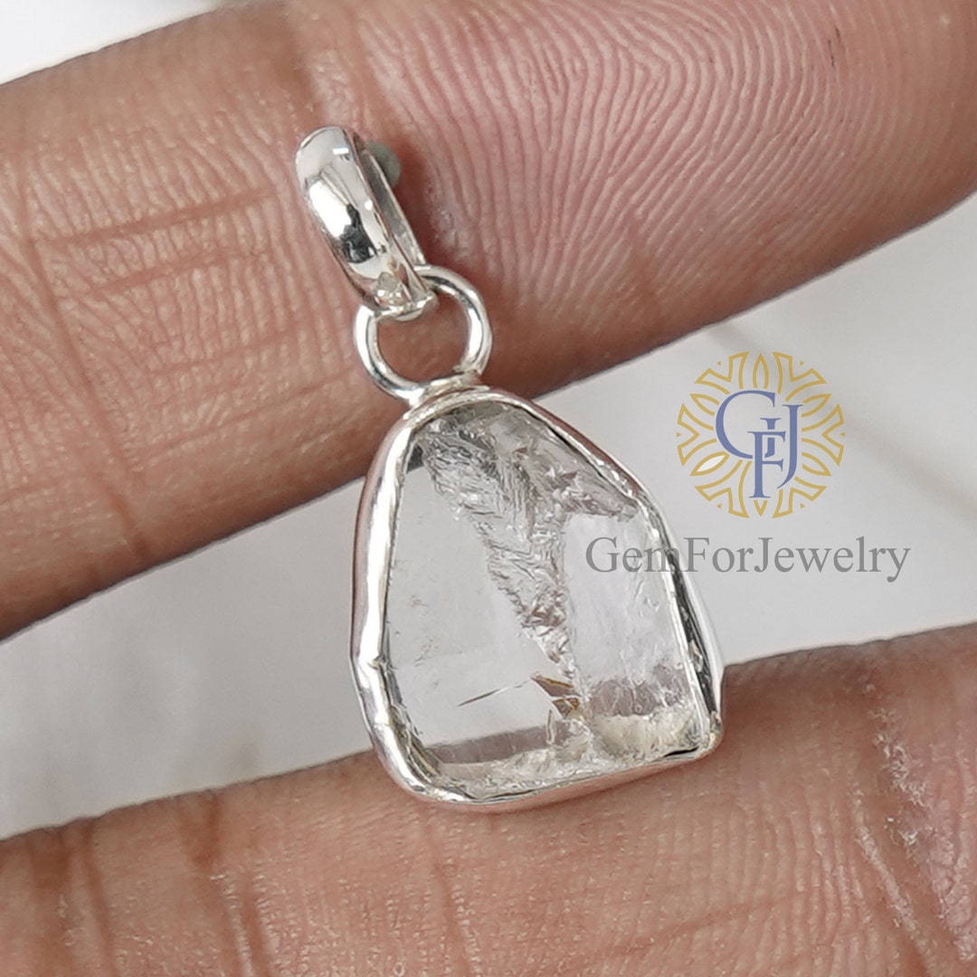 Raw Crystal Pendant, Natural Rough Stone Pendant, April Birthstone ...