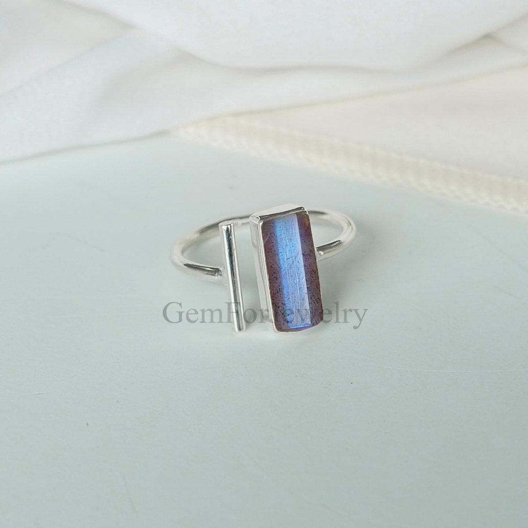 Raw Labradorite Ring, Adjustable Band Ring, Blue Fire Labradorite Ring ...