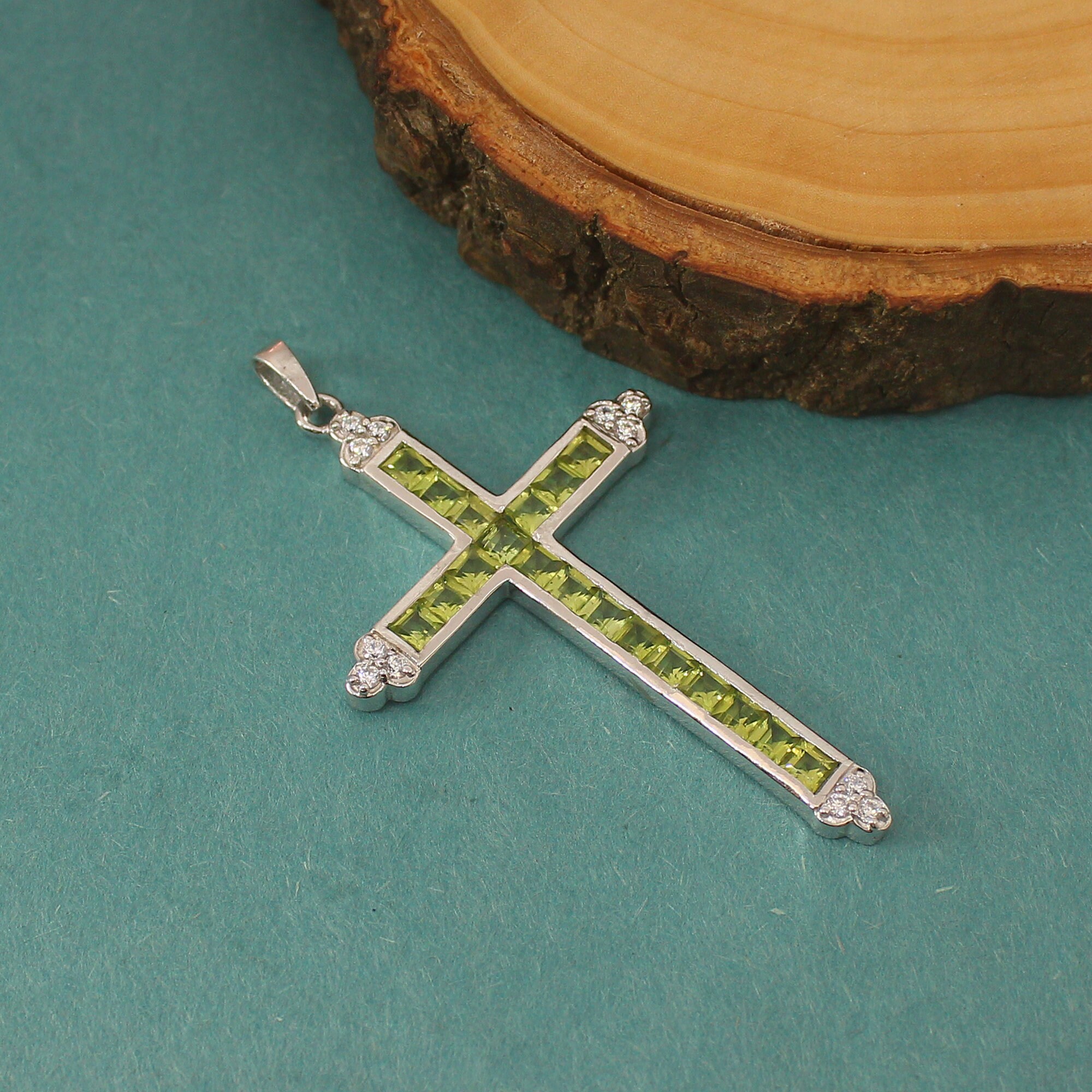 Peridot Cross Necklace Pendant Peridot Cross Pendant August | Etsy
