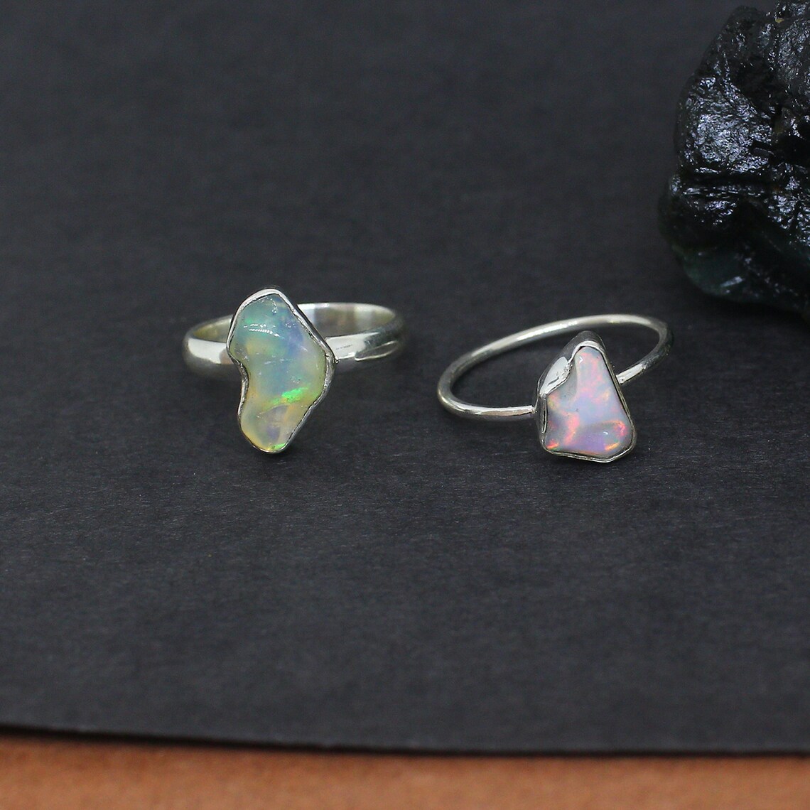 Raw Crystal Ring Rough Gemstone Natural Silver Artisan | Etsy