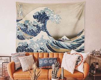 Japanese Tapestry Koi Fish Great Wave Wall Tapestry Wall - Etsy