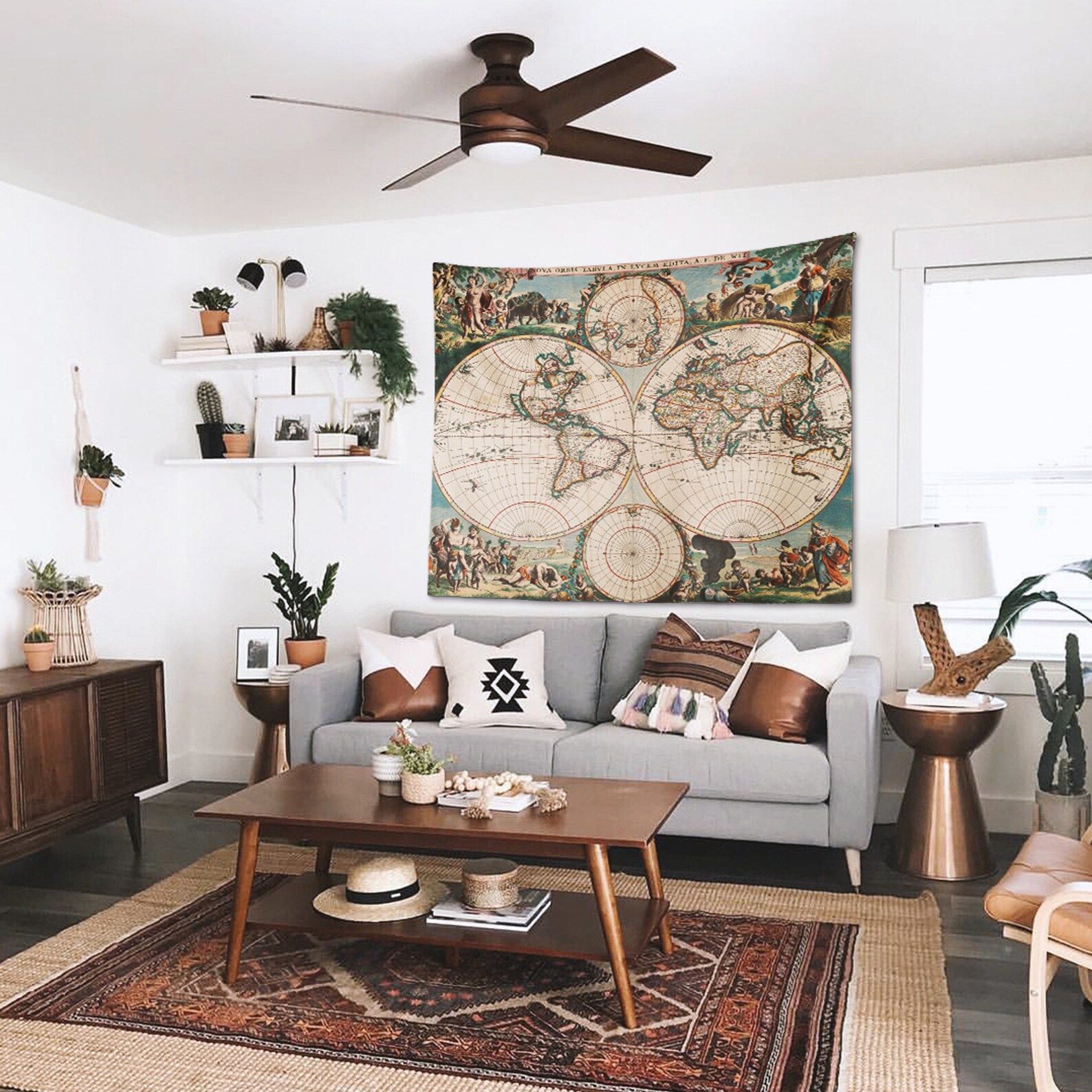 Vintage World Map Tapestry Map Wall Hanging World Map | Etsy