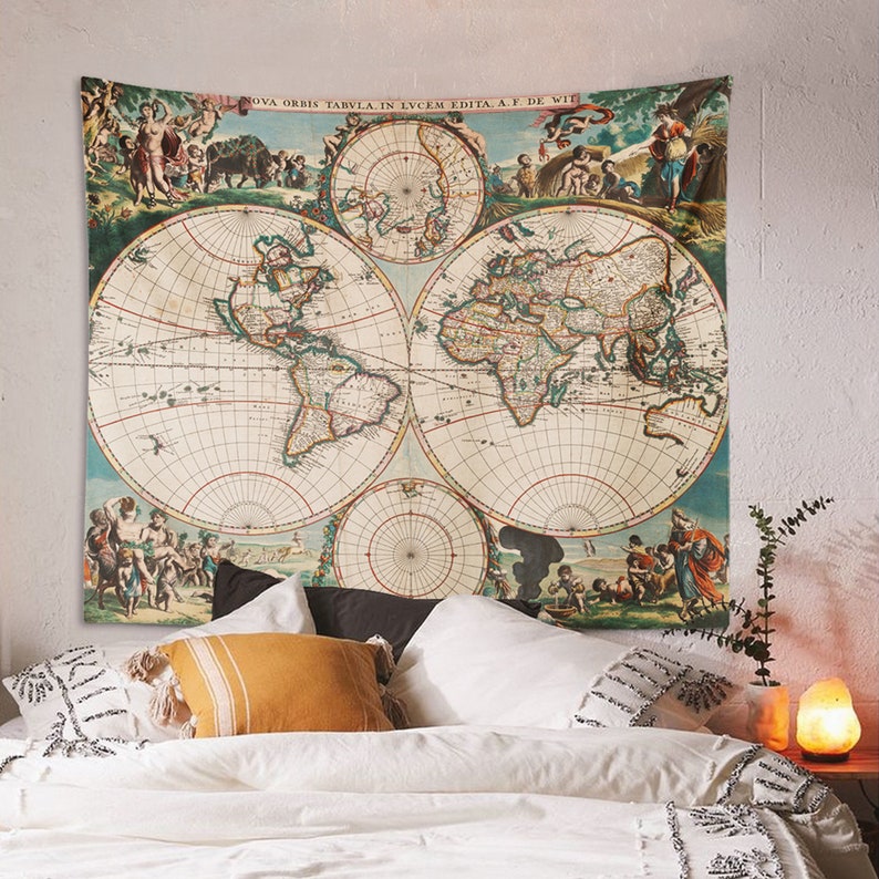 Vintage World Map Tapestry Map Wall Hanging World Map | Etsy