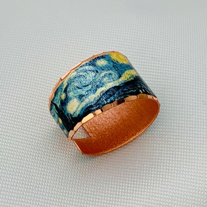 Van Gogh The Starry Night Print Handmade Ring Van Gogh Ring | Etsy