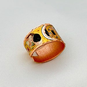 The Kiss Gustav Klimt Print Adjustable Ring, Handmade Ring - Etsy