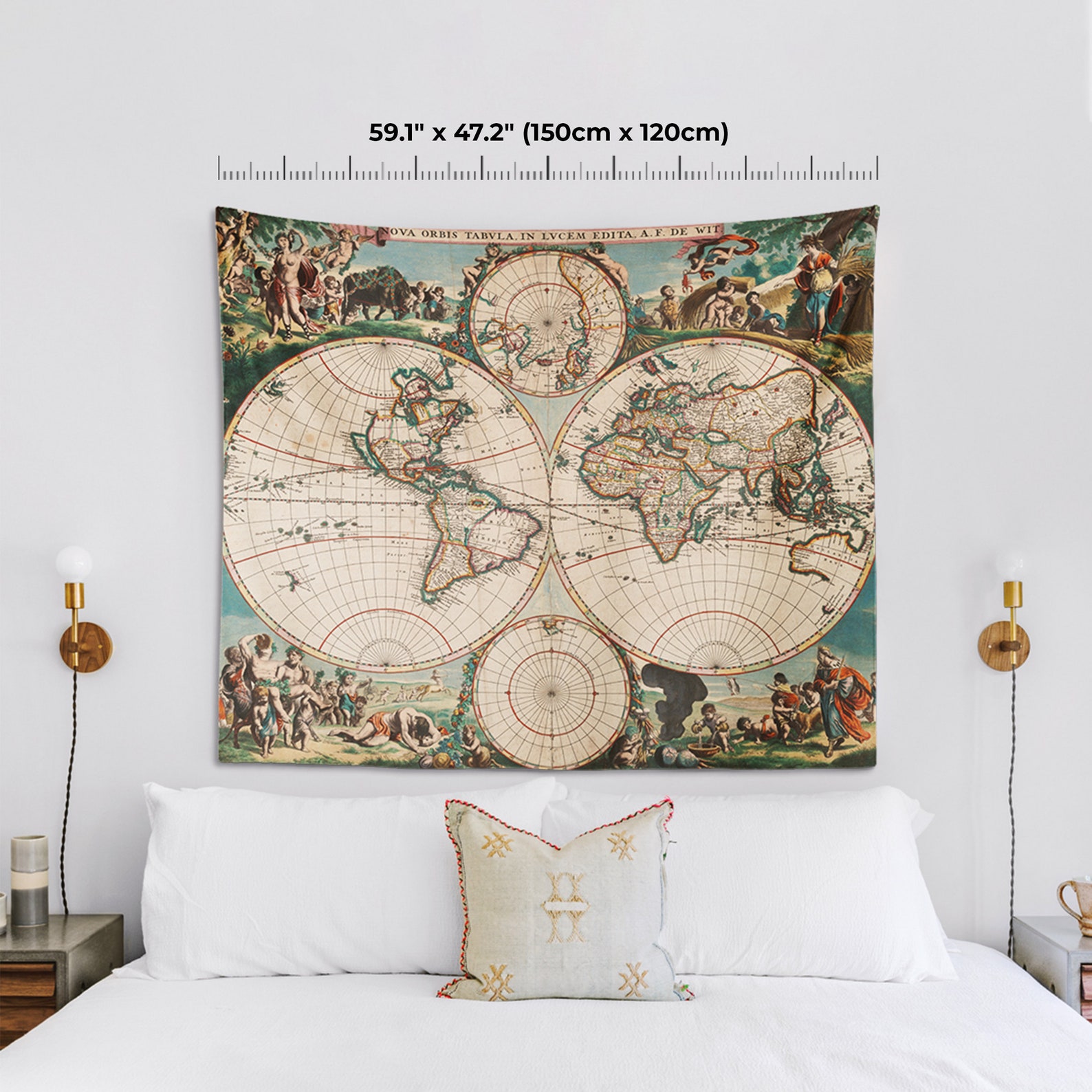 Vintage World Map Tapestry Map Wall Hanging World Map | Etsy