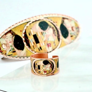 The Kiss Gustav Klimt Print Adjustable Ring, Handmade Ring - Etsy