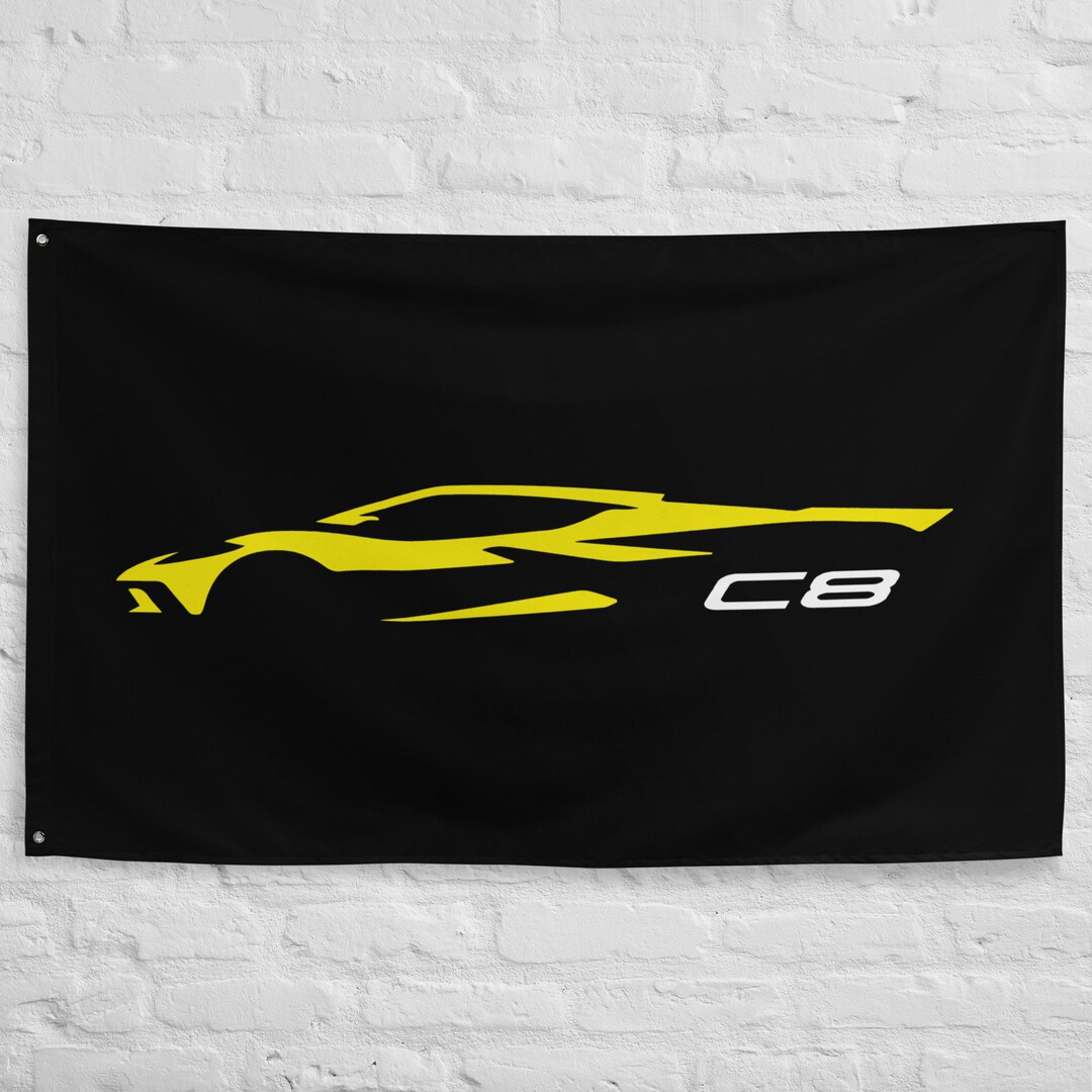 2023 Corvette C8 Outline Silhouette Accelerate Yellow 8th Gen Vette ...