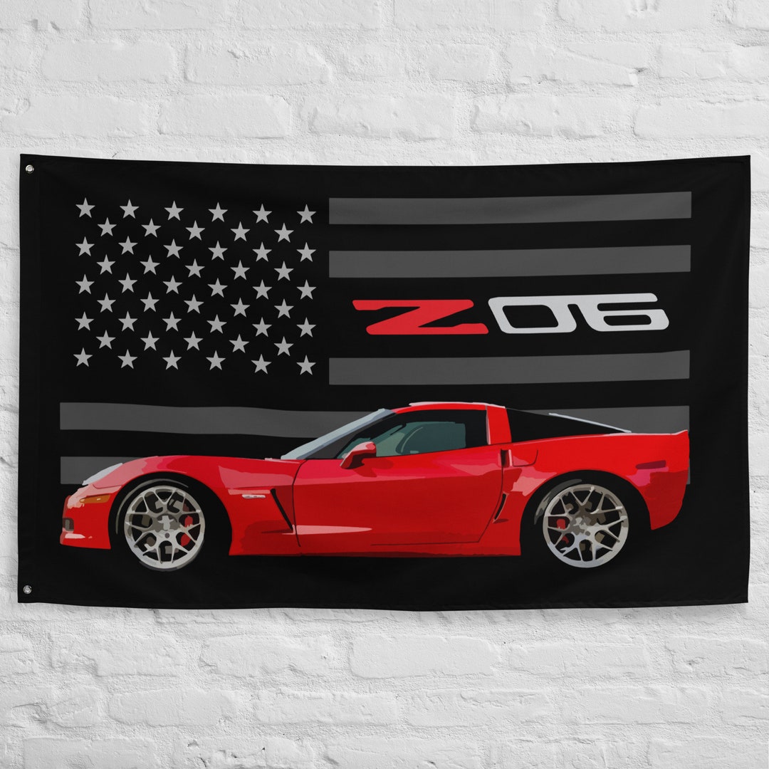 Red Corvette C6 Z06 Vette Driver Car Club Custom Garage Office Man Cave ...