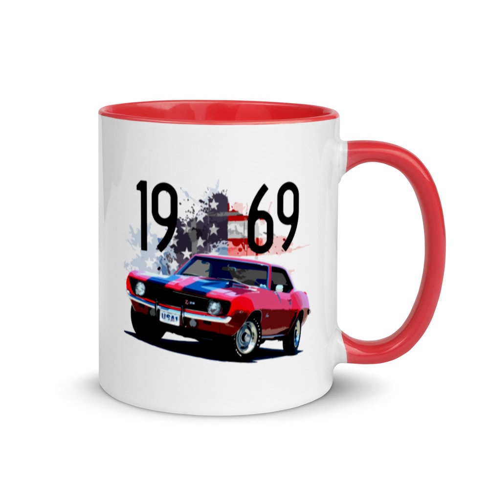 1969 Red Chevy Camaro Z28 Z/28 American Muscle Car Mug With Color ...