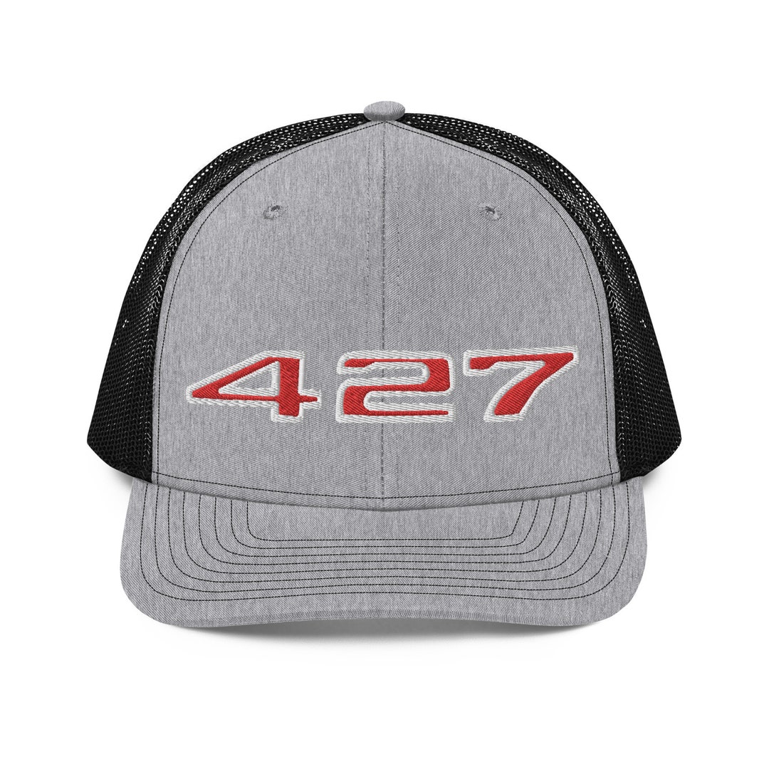 Chevy 427 Engine Classic Cars Emblem Trucker Cap Embroidered Mesh Back ...