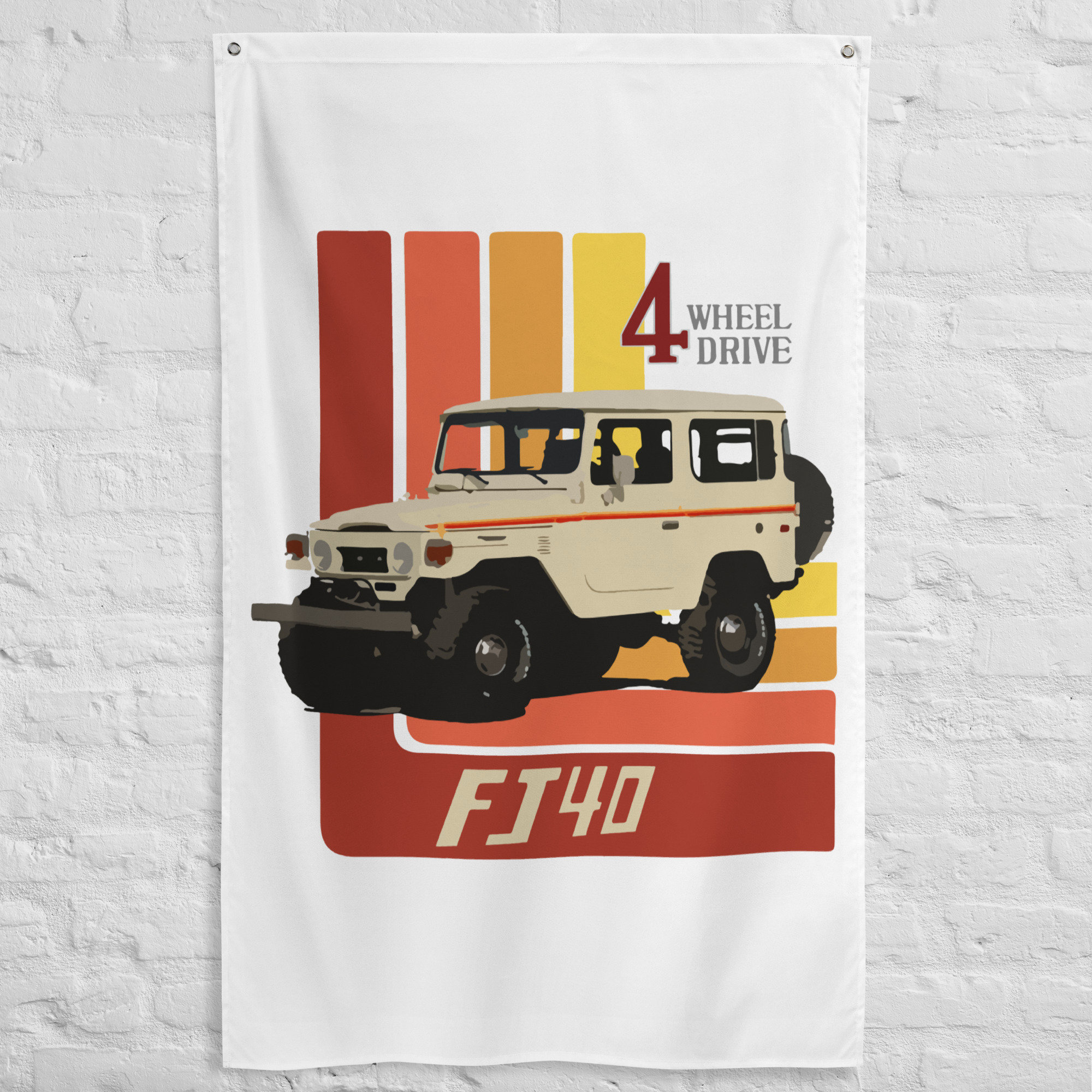 Retro Toyota Land Cruiser FJ40 Banner: Garage Decor Flag (34.5" X 56 ...