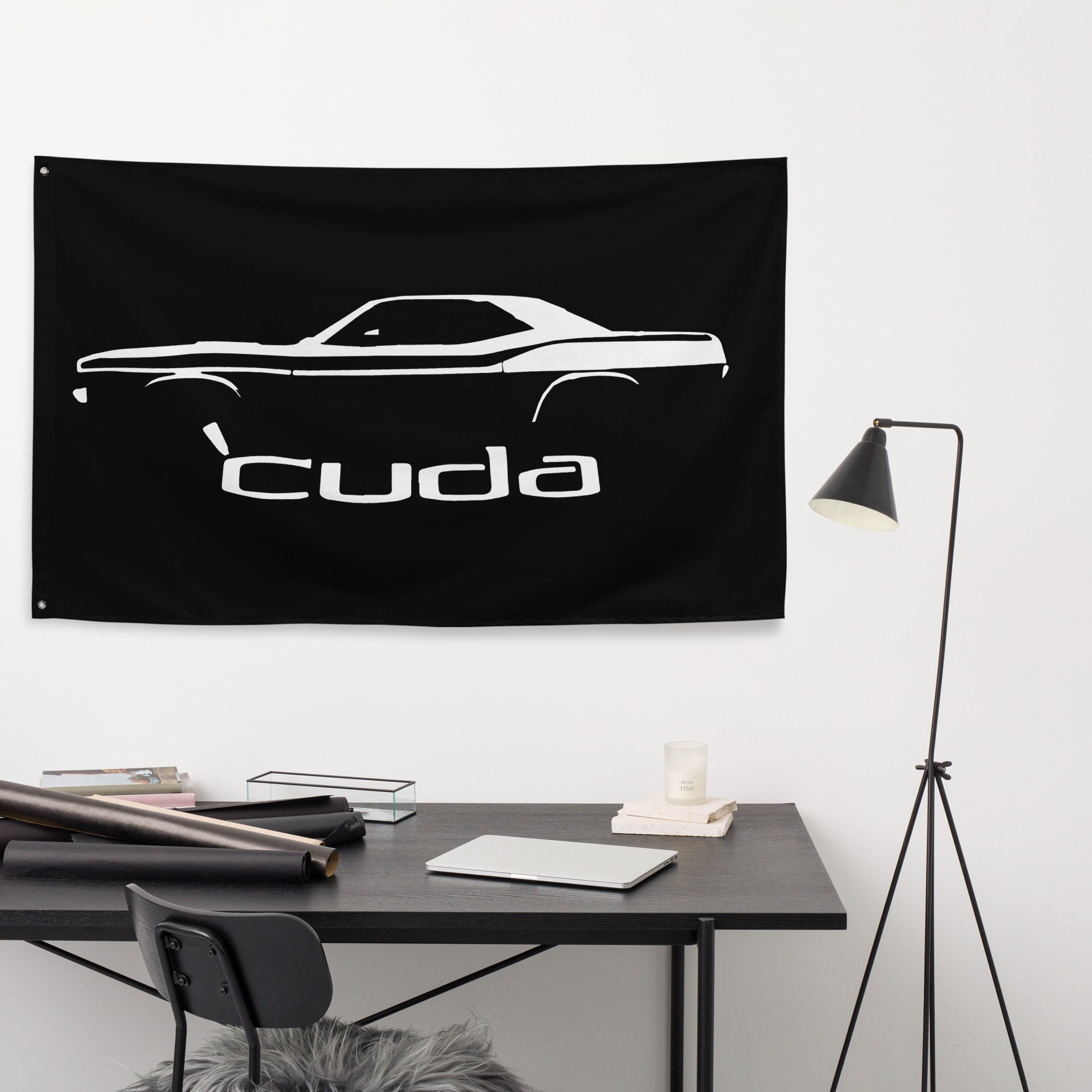1972 Cuda Barracuda Silhouette Flag: Classic Muscle Car Banner - Etsy