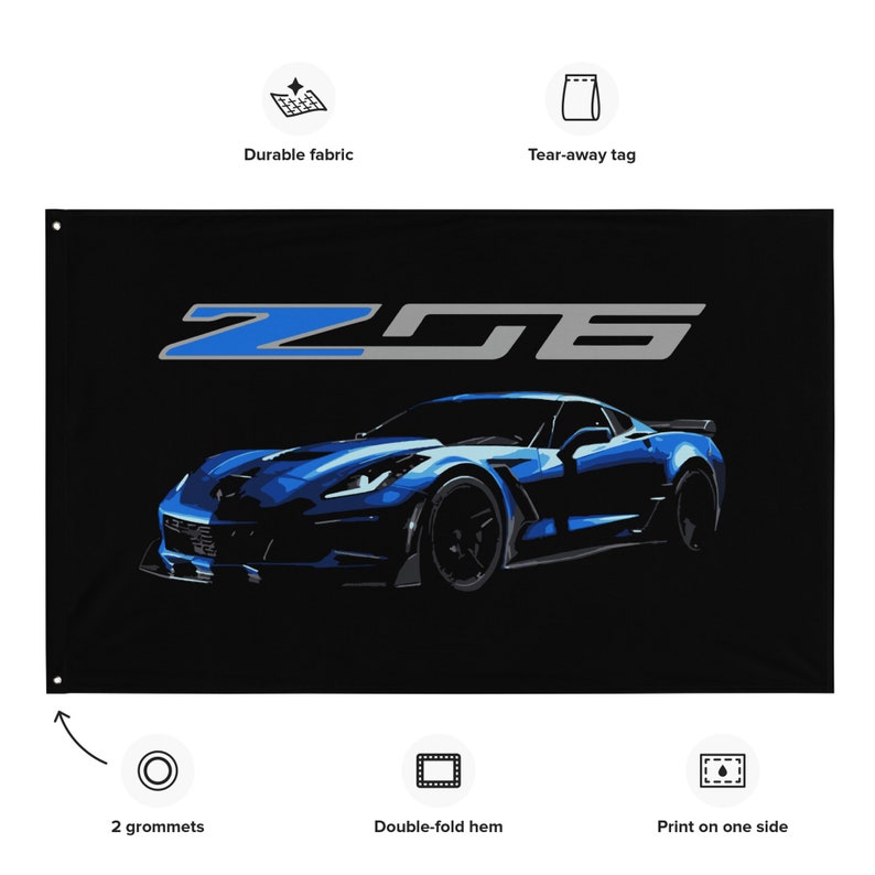 C7 Z06 Blue Banner Flag: Speed Lovers Garage Decor (34.5" X 56") - Etsy