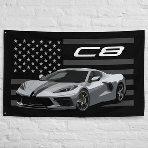Silver Corvette C8 Mid-engine Vette Street Race Car Club Custom Garage ...