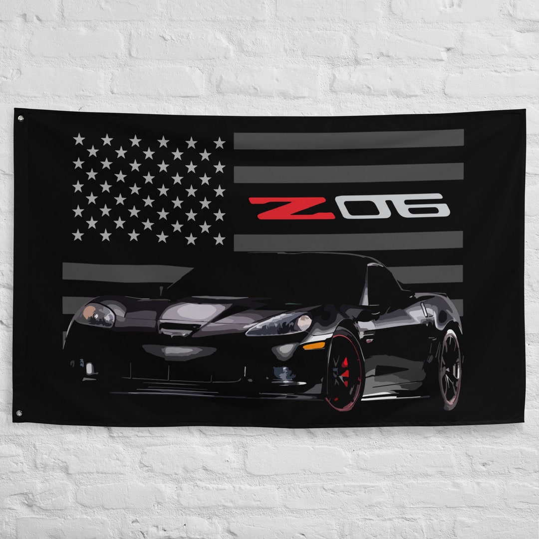 Black Corvette C6 Z06 Vette Driver Car Club Custom Garage Office Man Cave Banner Flag 34.5" X 56 ...