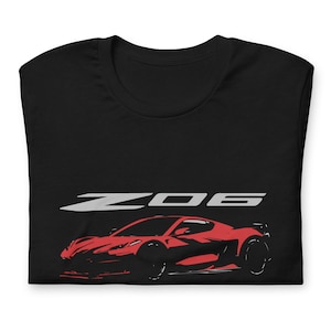 2023 Corvette C8 Z06 Torch Red, Custom Silhouette Design, Unisex T ...
