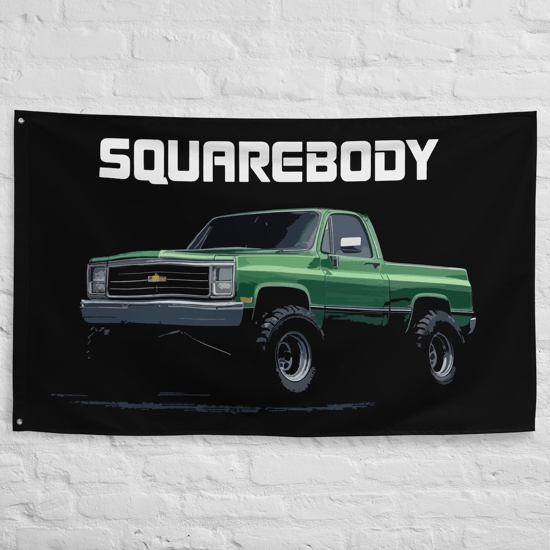 Green Squarebody Chevy K10 Truck Garage Office Man Cave Banner Flag 34. ...