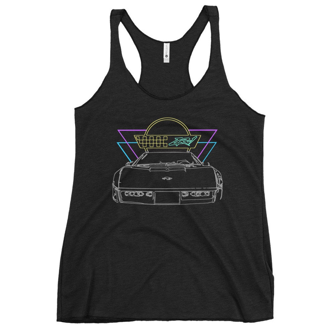 Corvette C4 ZR-1 Retrowave Neon Dreams 80s 90s Retro Women's Racerback ...