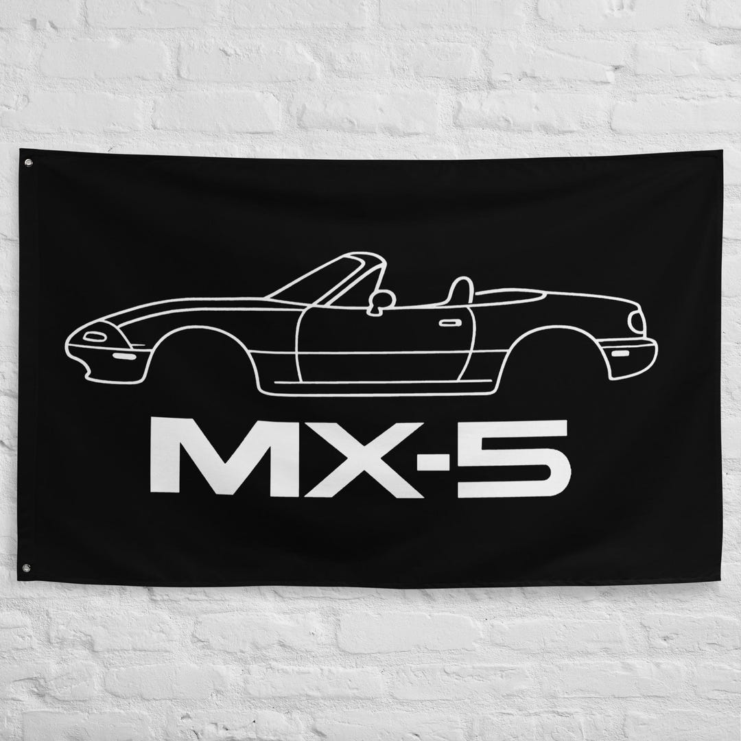 Miata MX-5 Wall Flag – NA Roadster Outline Banner for Garage, Man Cave ...