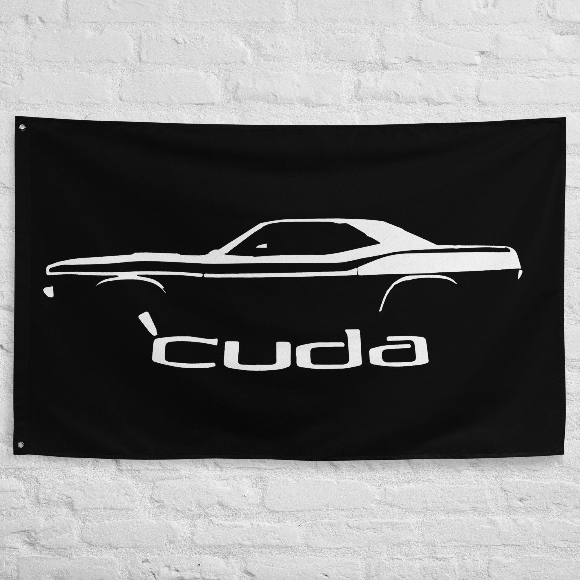 1972 Cuda Barracuda Silhouette Flag: Classic Muscle Car Banner - Etsy