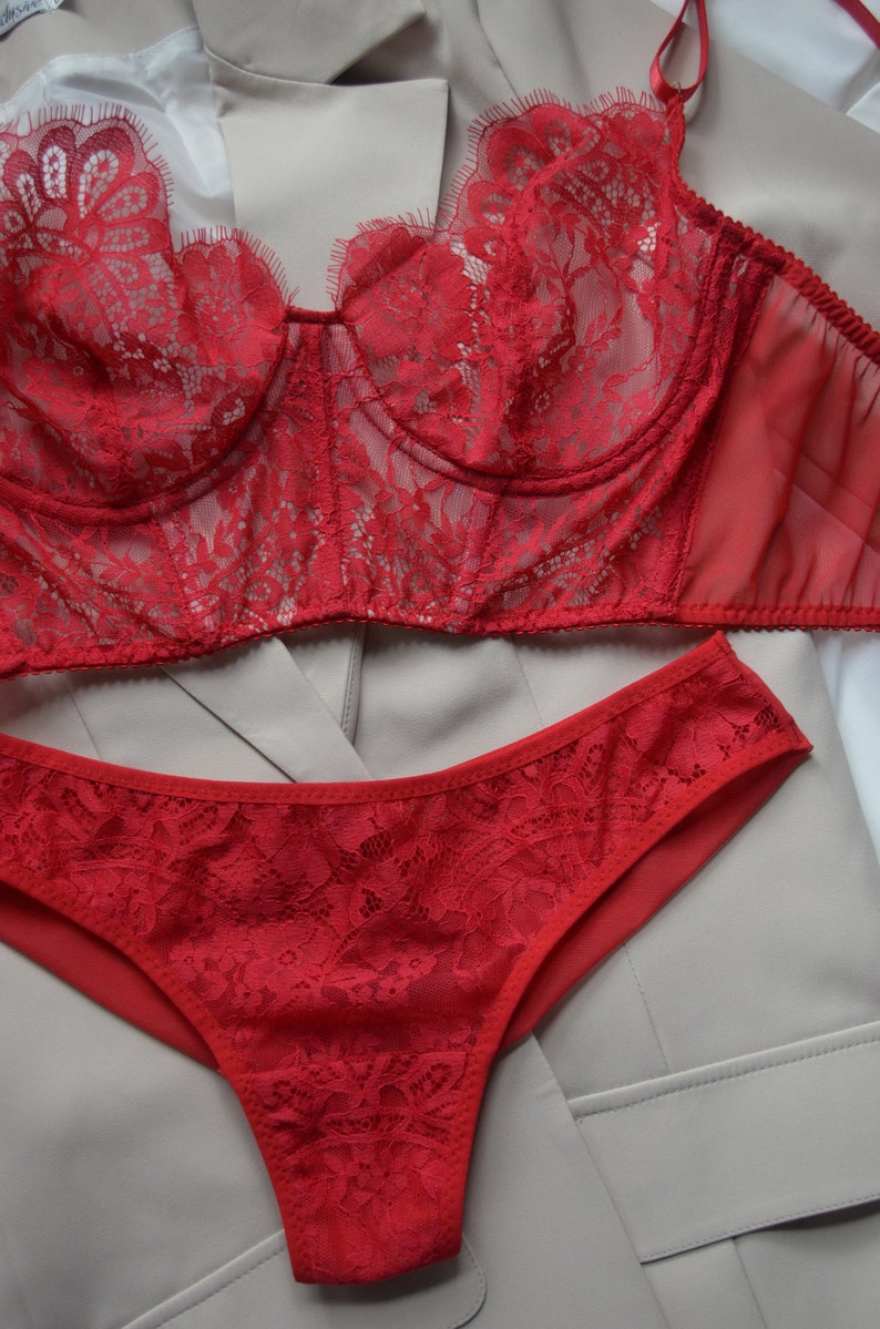 Sexy Lingerie Set Handmade Lingerie Set Red Lingerie Set Etsy