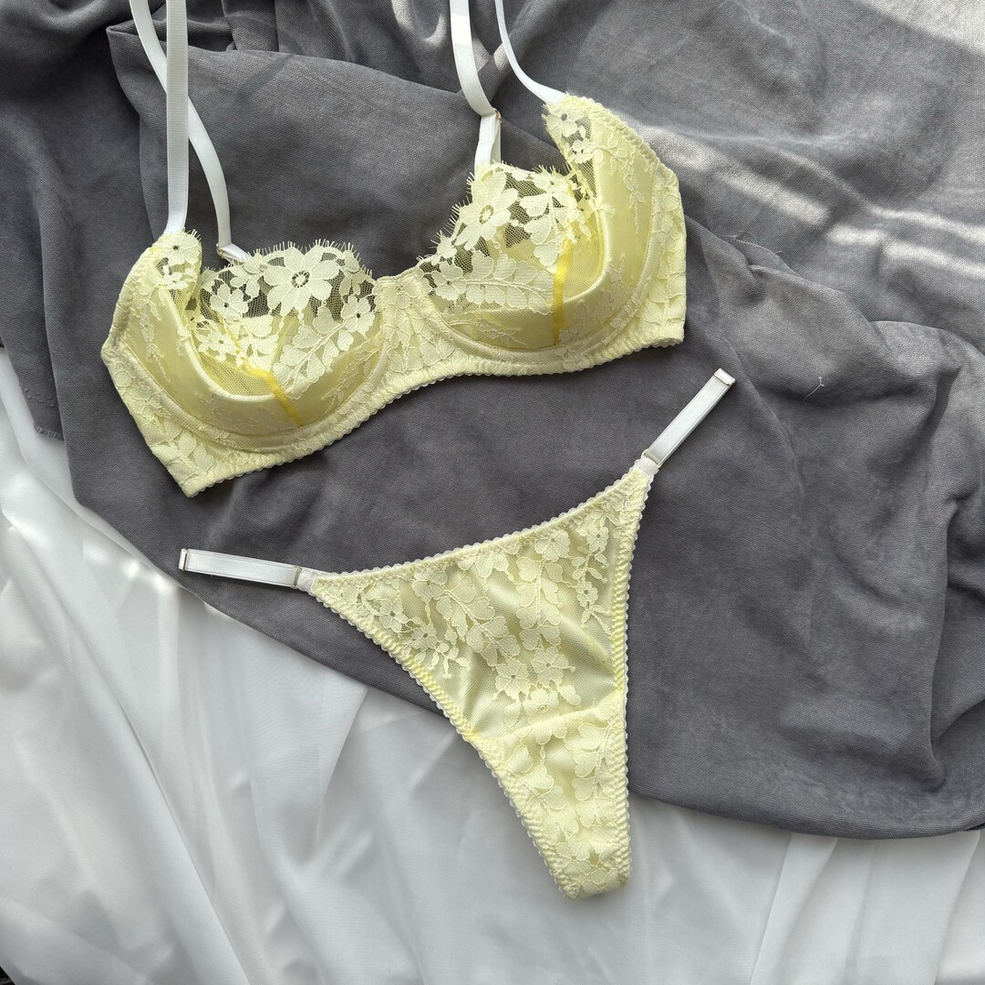 Yellow Lace Lingerie Set, Lingerie See Trough, Womens Lingerie, Ladies ...