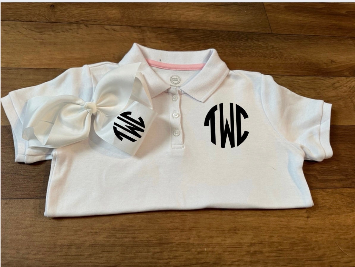 School Uniform Polo Style Shirt, Monogram Polo Style Shirt, Uniform ...