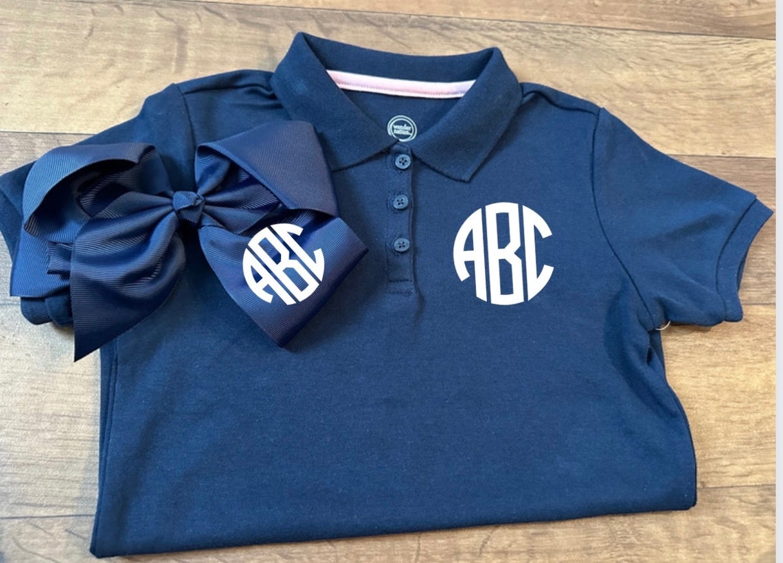 School Uniform Polo Style Shirt, Monogram Polo Style Shirt, Uniform ...
