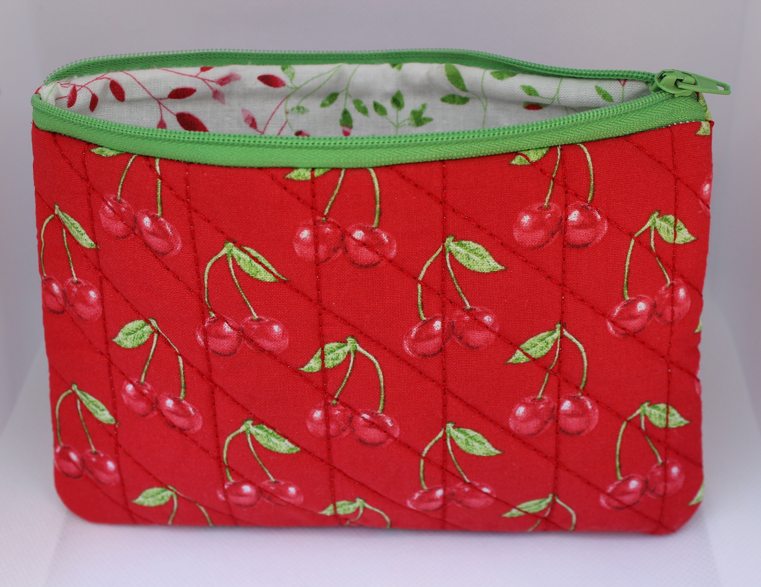 Cherry Cherry Print Pouch Quilted Cherry Pouch Quilted - Etsy UK