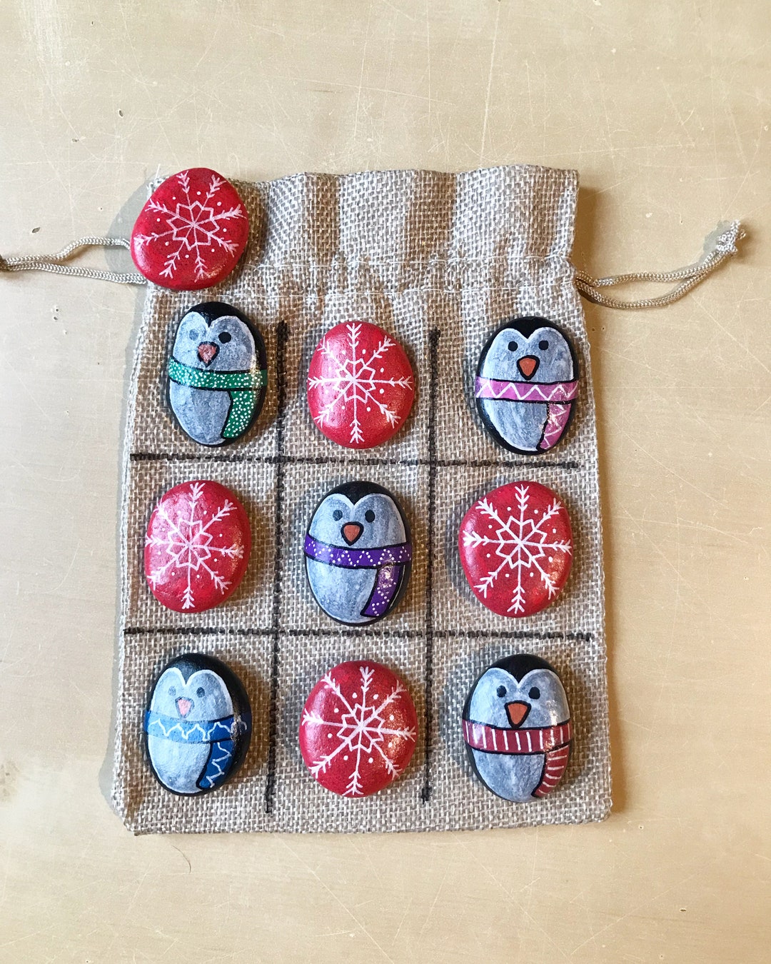 Cute Penguin & Snowflakes Tic Tac Toe Rocks - Etsy