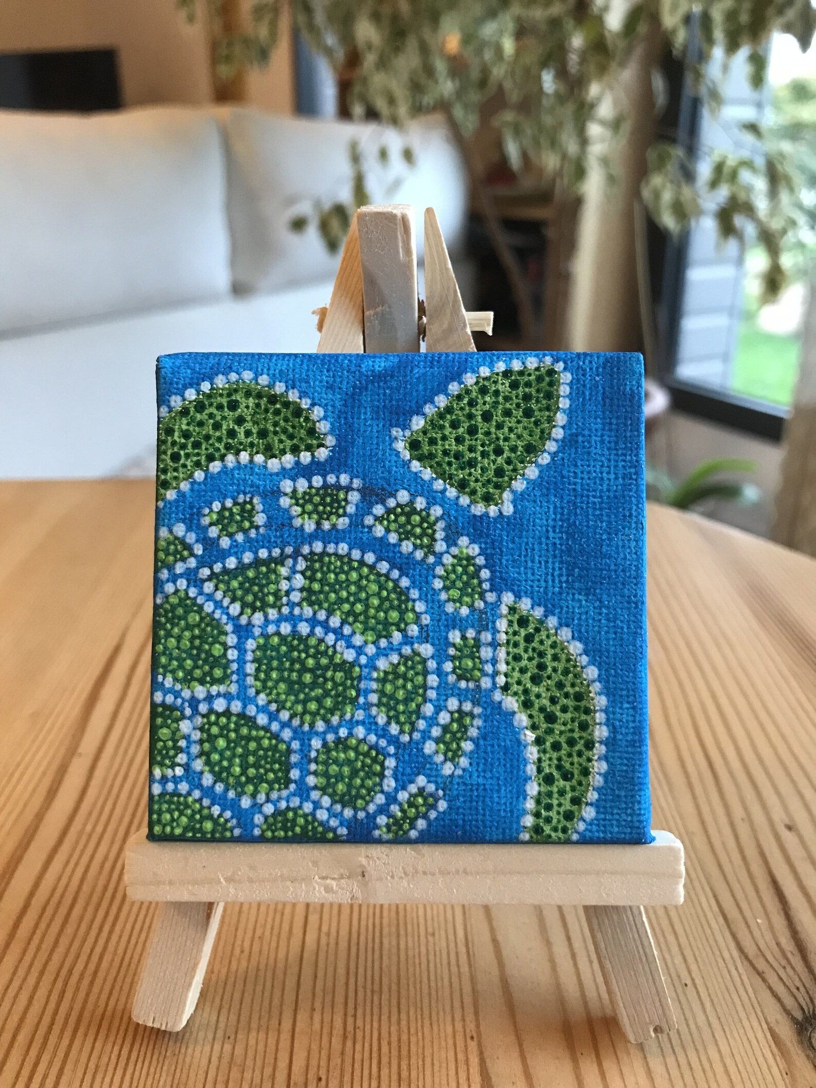 Turtle Dot Art Mini Canvas With Easel - Etsy