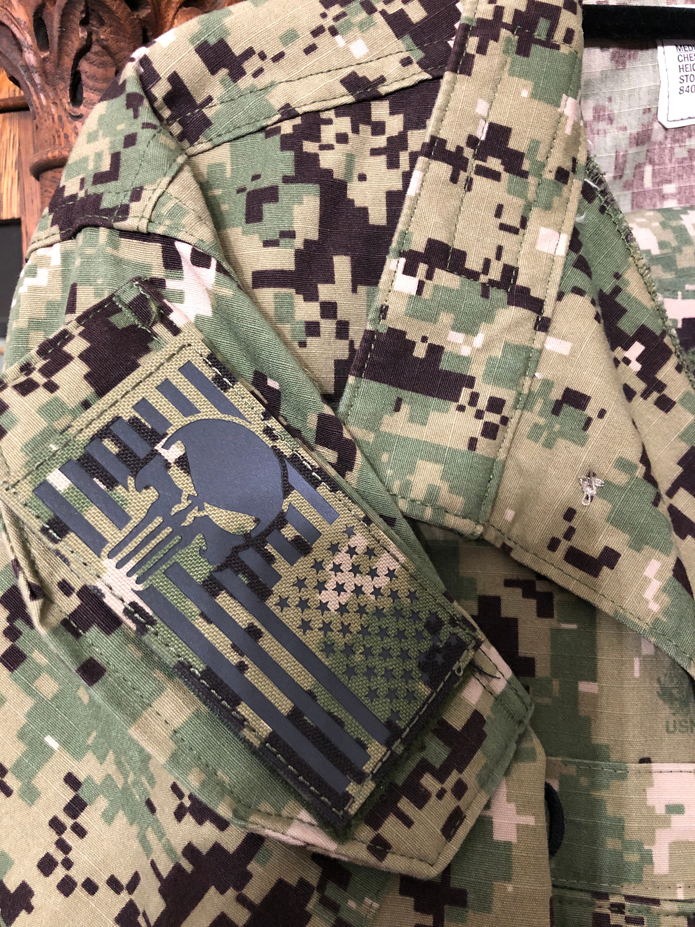 Punisher laser-cut IR flag reversed patch/Laser-cut Patch/NWU | Etsy