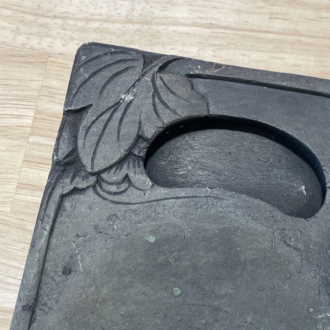 Vintage Antique Chinese Inkstone 4.85 X 3.3 Rectangle With Floral ...