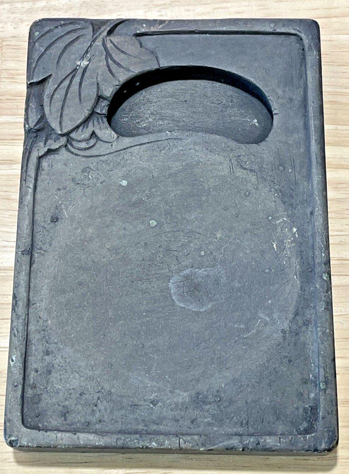 Vintage Antique Chinese Inkstone 4.85 X 3.3 Rectangle With Floral ...