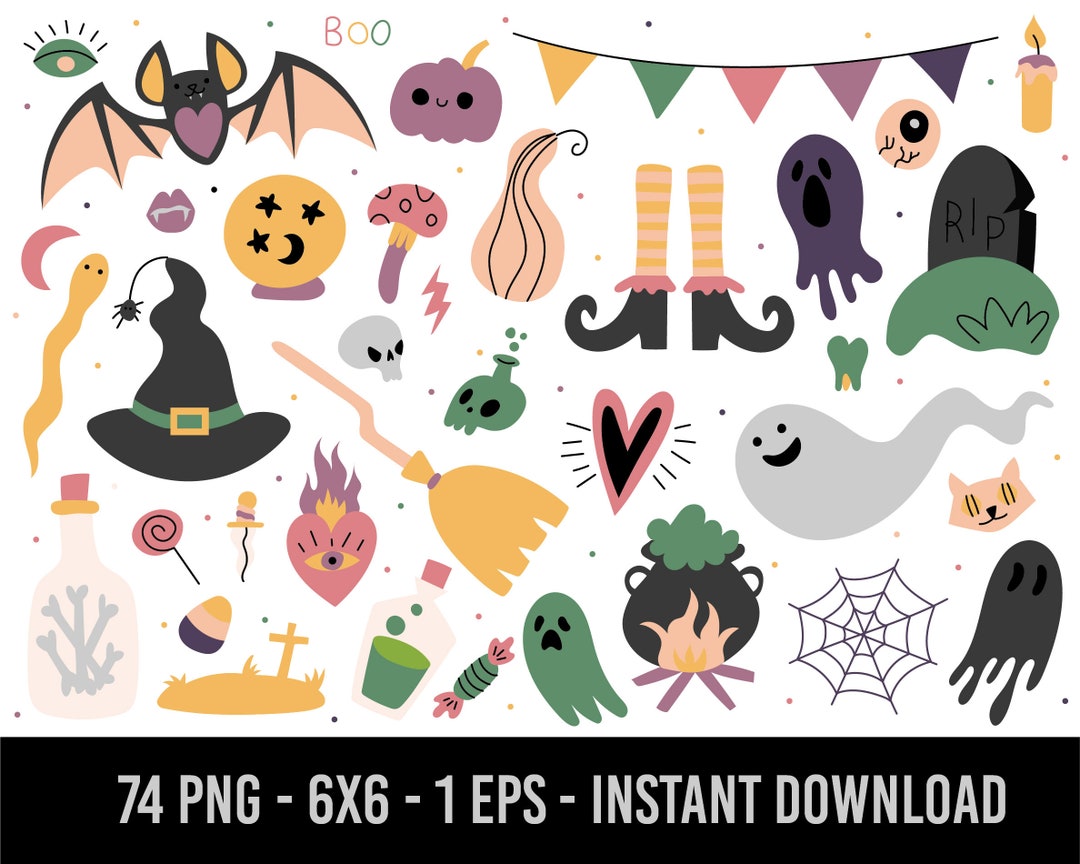 Cod212-halloween Doodles Clipart/pumpkin Clipart /halloween Clipart ...
