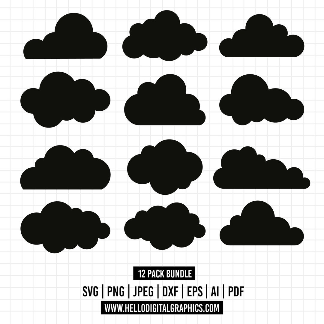 1207 - Black Clouds SVG, EPS, PNG - Cloud Bundle Clipart Vector. - Etsy