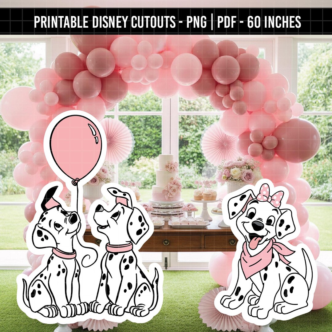4409 - 101 Dalmatians Cutout Pack Bundle PNG PDF 60" Large Party ...