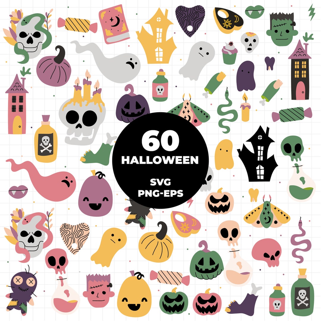 1444 - Halloween Clipart SVG, EPS, PNG - Pumpkin Clipart Vector. Spooky ...